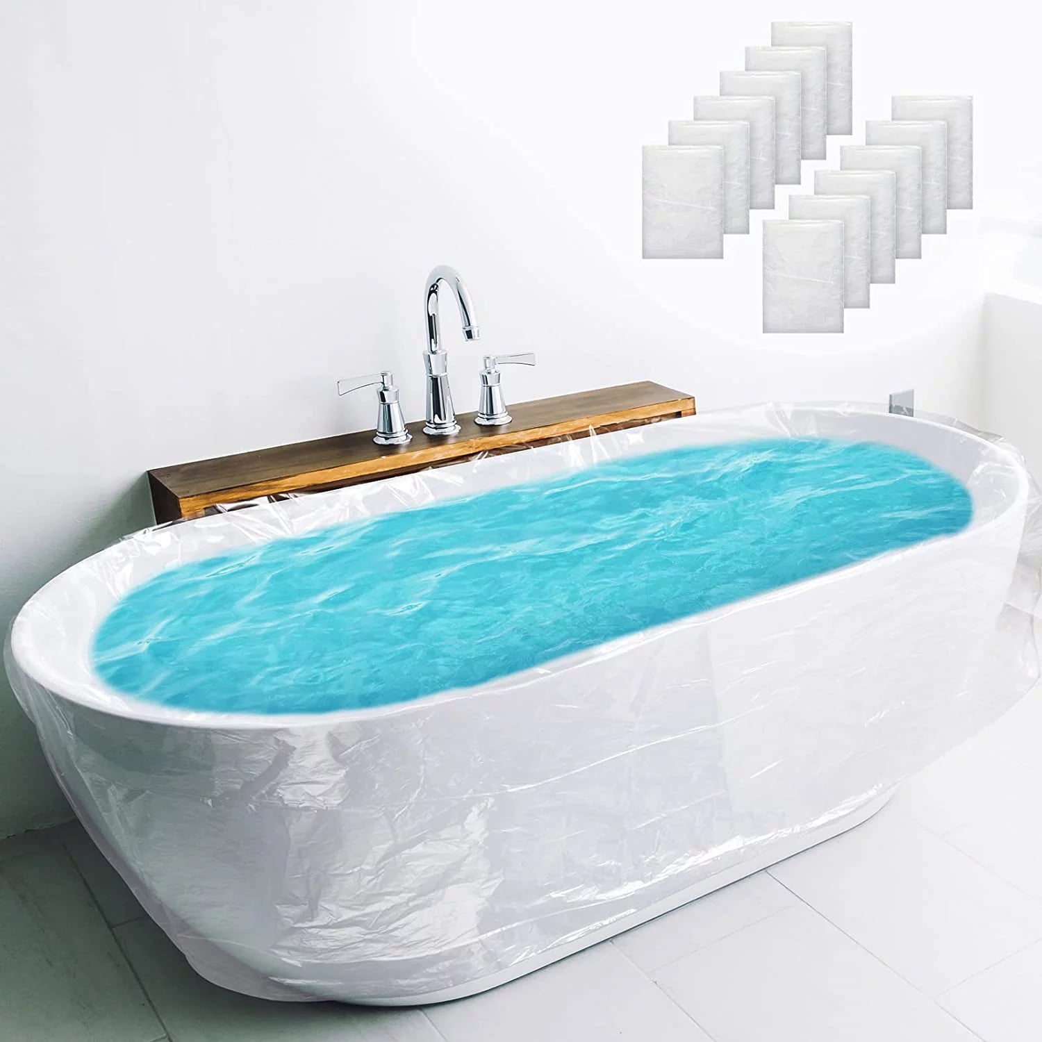 12 Pack Disposable Bathtub Cover Liner, Large Bathtub Liner Plastic Bag ...