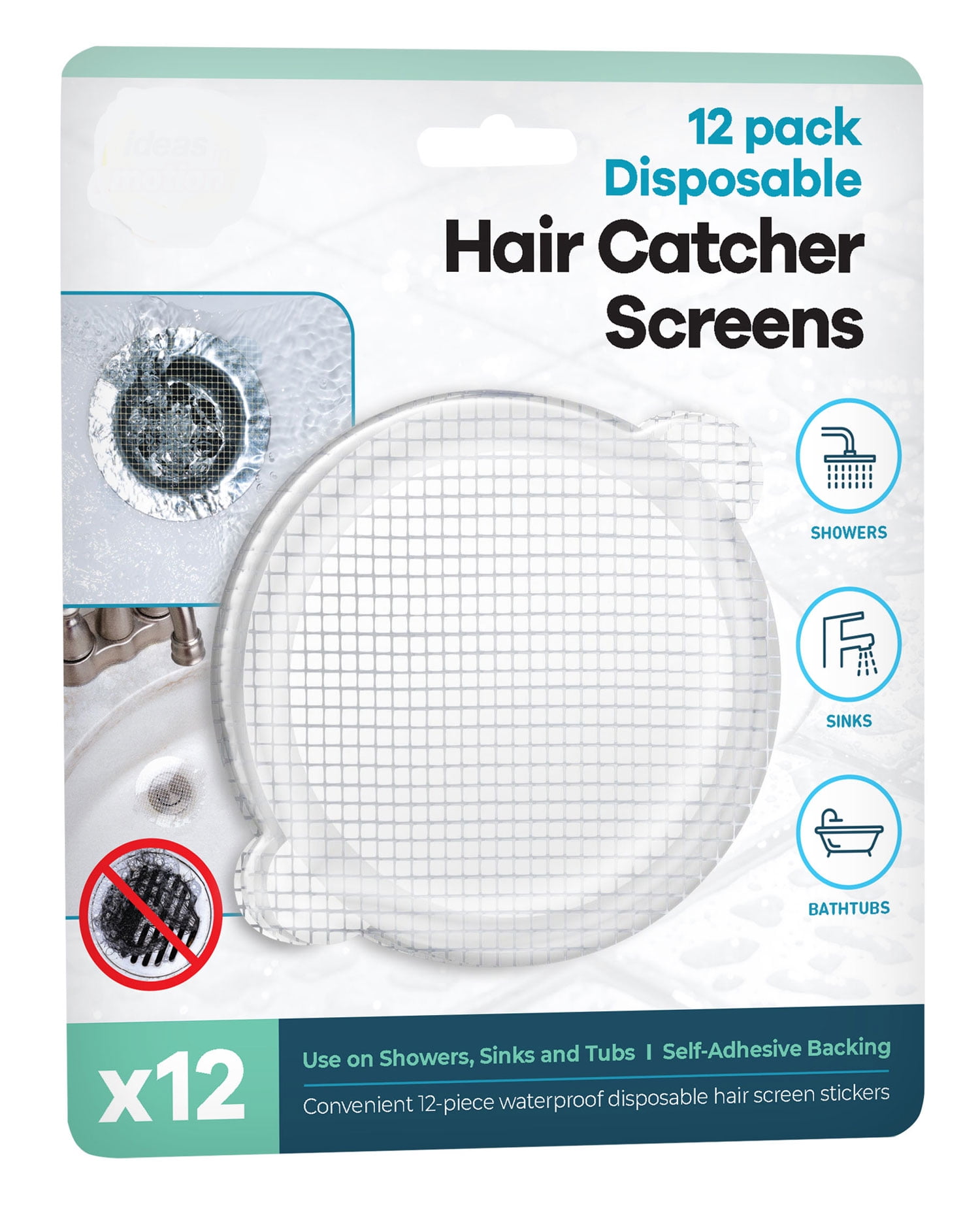 12 Pack Disposable Drain Hair Catcher Screens - Hair Catcher Shower ...