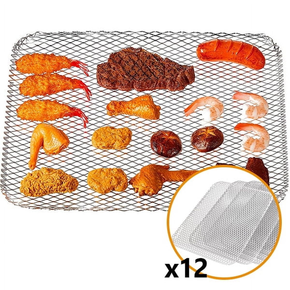 12-Pack Disposable Non-Stick BBQ Grill Toppers, Mesh Grilling Mats ...