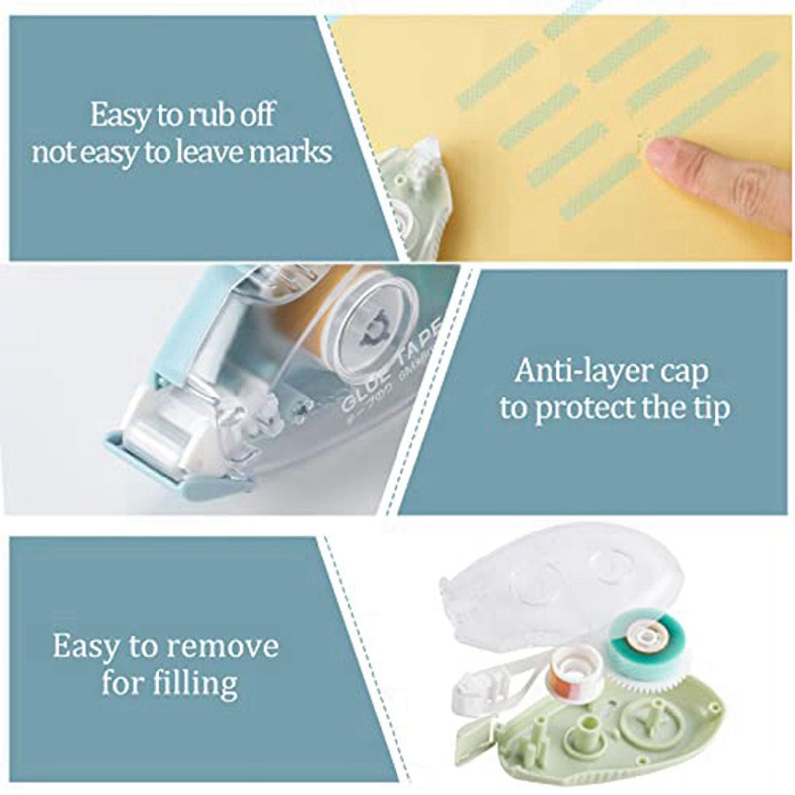 12 Pack Double Sided Tape Roller 3 Colors Scrapbook Tape Adhesive ...