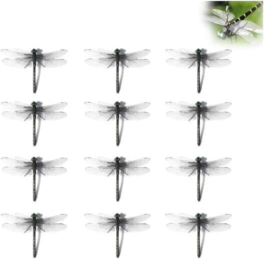 12-Pack Dragonfly Clip Bug Repellent, 3D Fake Dragon Flies with Clip to ...