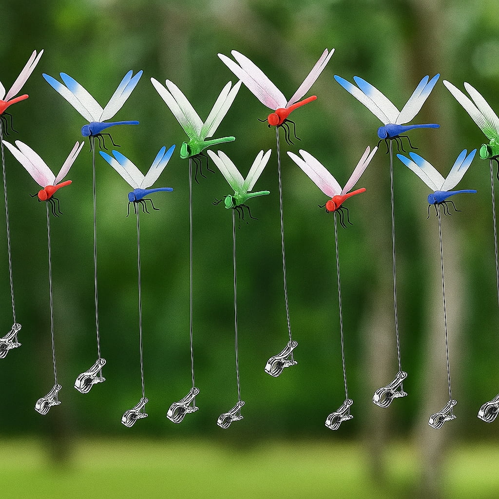 12 Pack Dragonfly Garden Stakes - 3D Rustproof Fly Deterrent & Bird ...