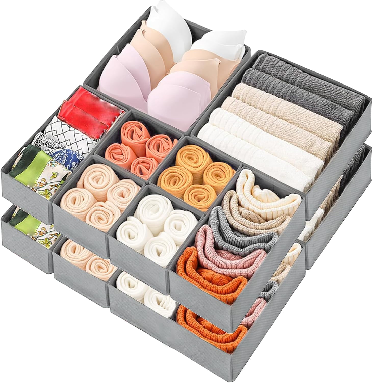 12 Pack Drawer Organizer Clothes, Fabric Closet Organizers and Storage ...