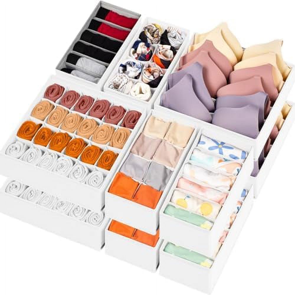 12 Pack Drawer Organizers for Clothing, 116 Large Compartments Fabric ...