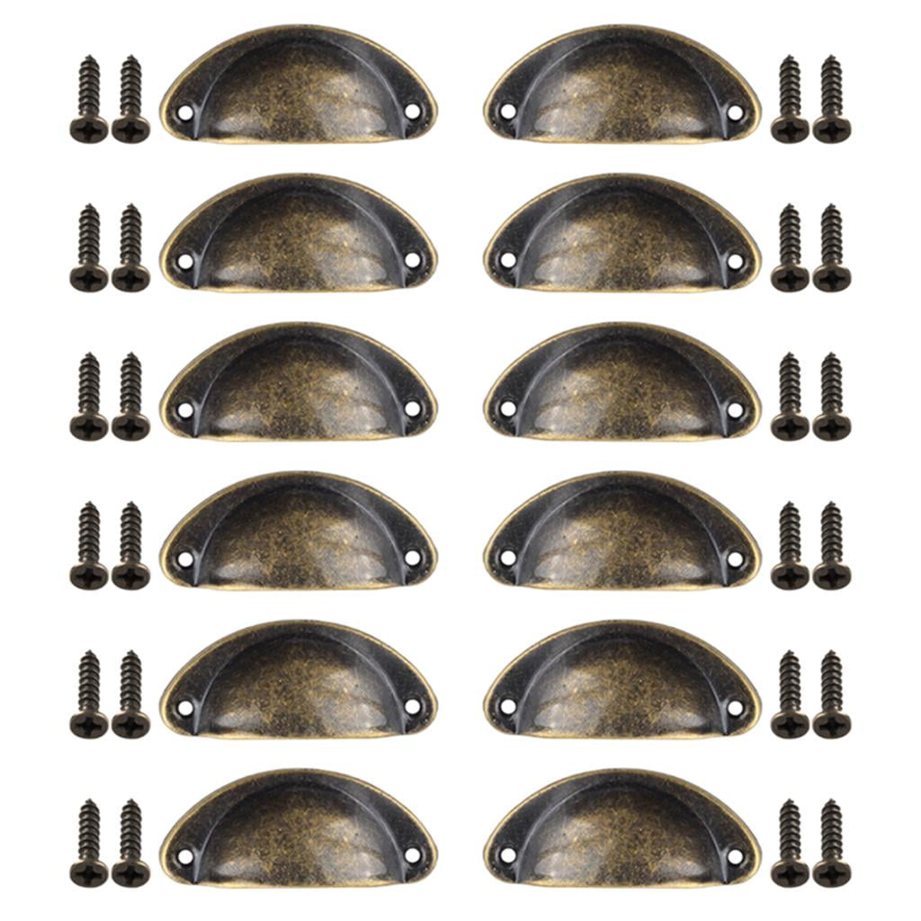 12 Pack Drawer Pulls Flat Black Cabinet Cup Pulls Kitchen Hardware ...