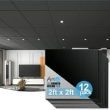 12-Pack Drop Ceiling Tiles 2ft x 2ft in Black, PVC Ceiling Tiles 24 x ...