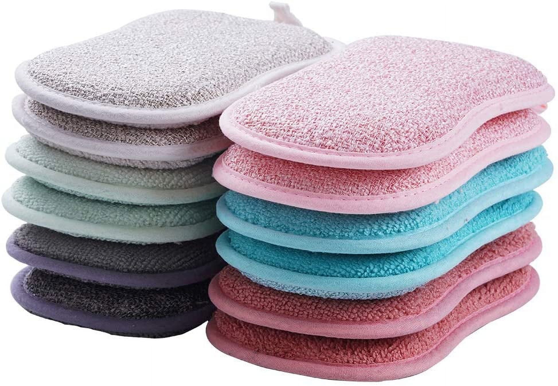 12 Pack Durable Scrub Scouring Sponge, Non-Scratch Microfiber Sponge ...