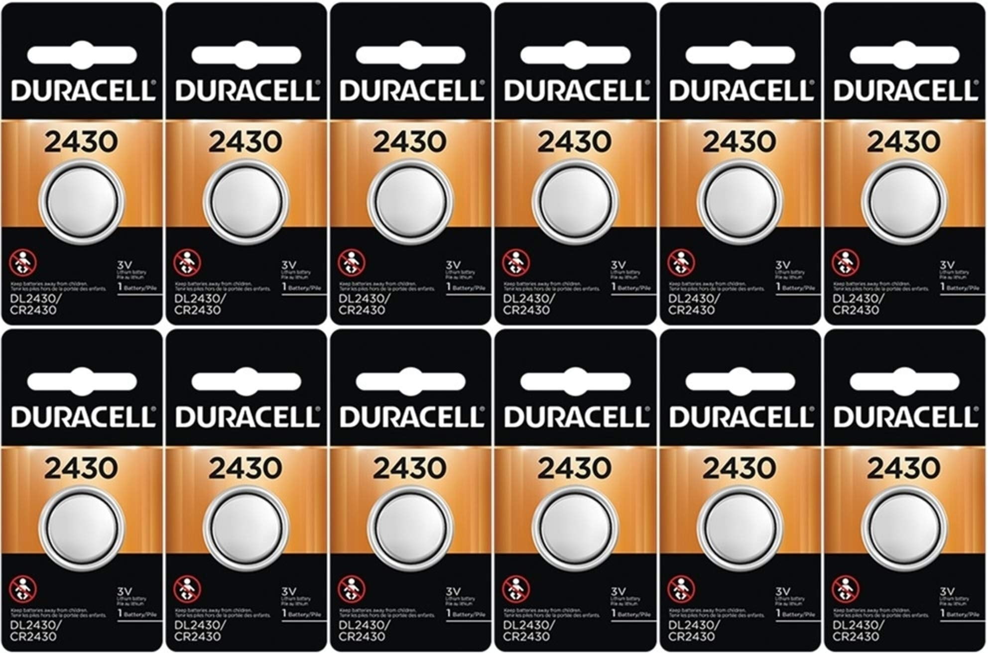 Duracell 12-Pack 2430 Batteries, 3.0 Volt Lithium Coin Button with 10 ...