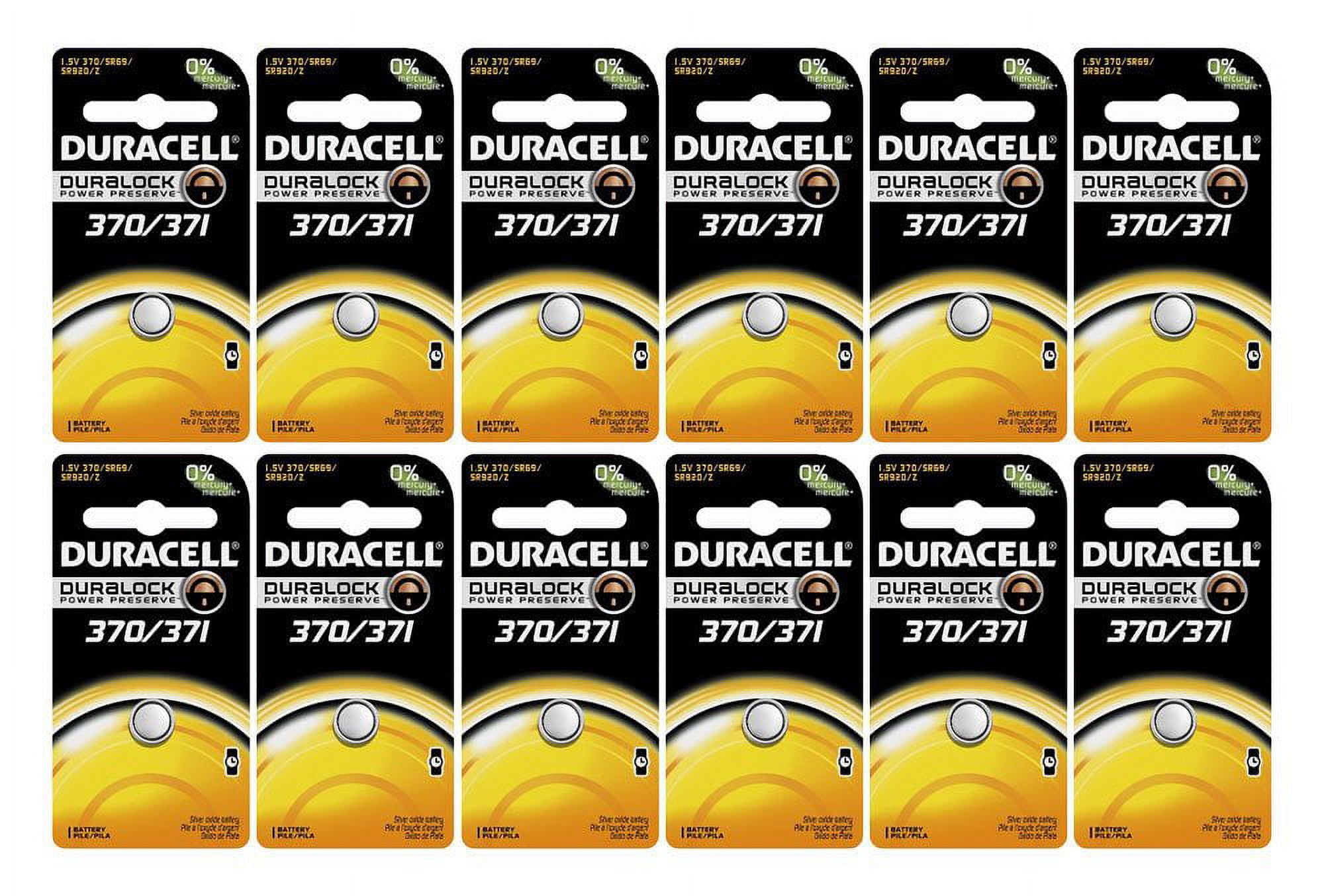 12-Pack Duracell 370/371 Batteries 1.5 Volt Silver Oxide Coin Button ...