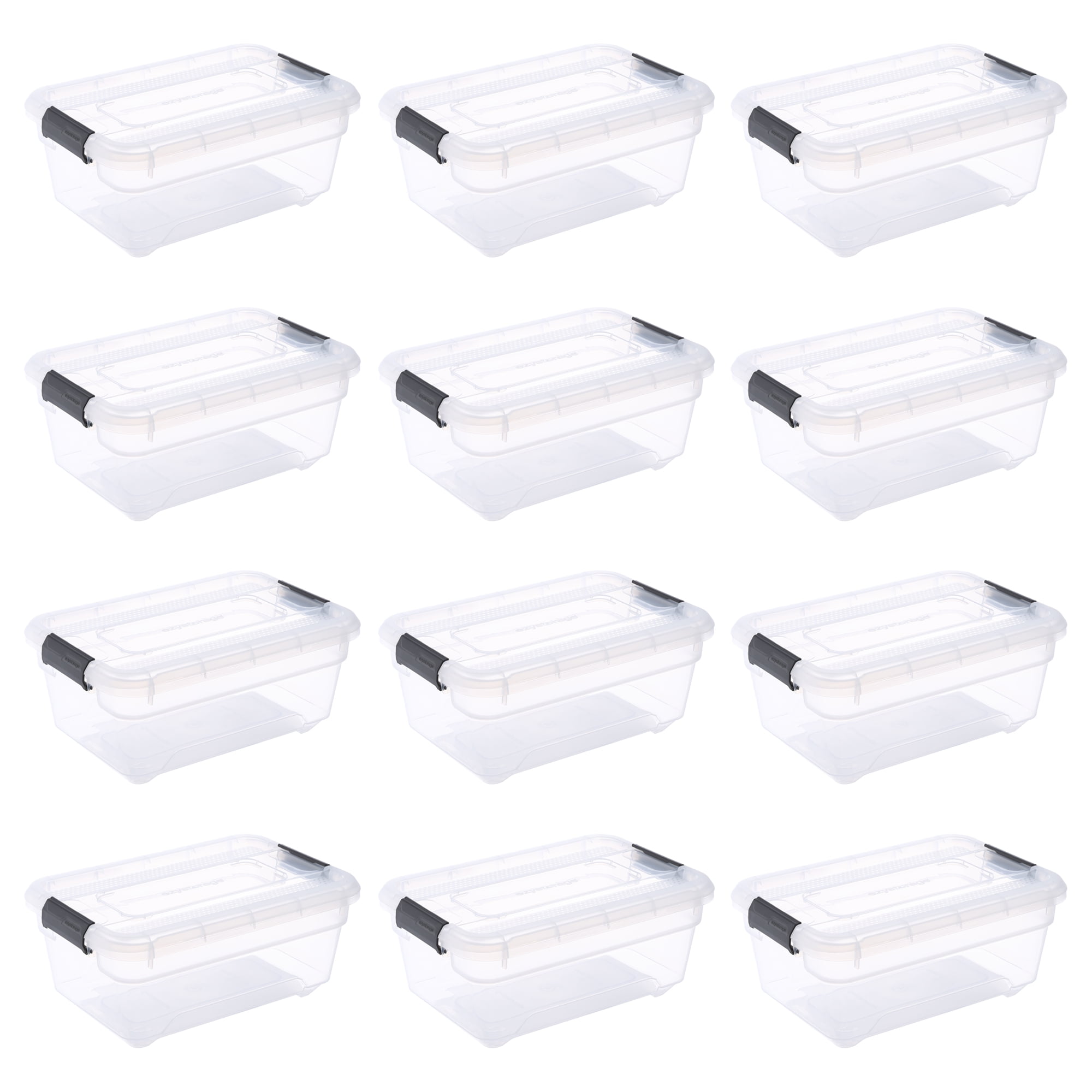 Ezy Storage 12 Pack Solutions Line 1.27 Qt Clear Plastic Storage Box ...