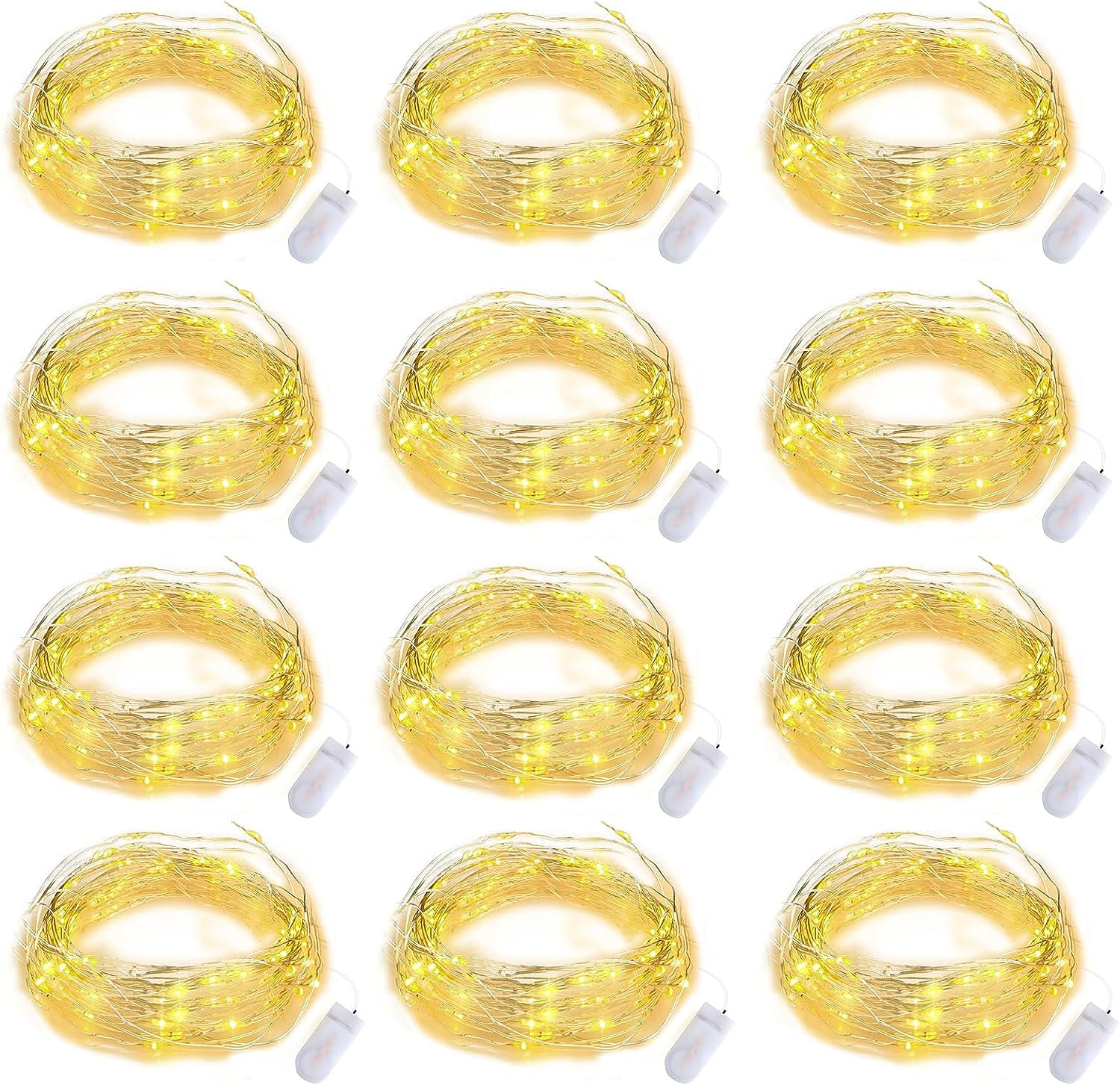 12 Pack Each 7FT 20 LED Twinkle Lights Battery Operated, DIY Waterproof ...