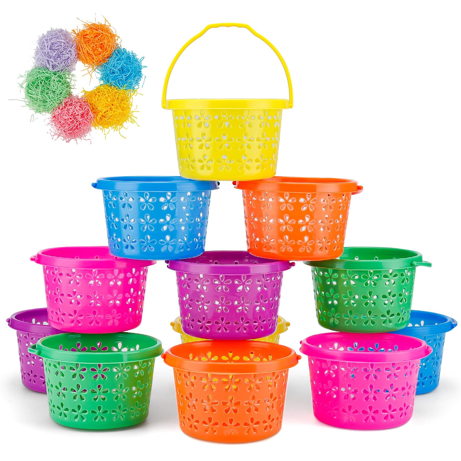 12 Pack Easter Baskets for Kids, Plastic Easter Bags with Handles ...