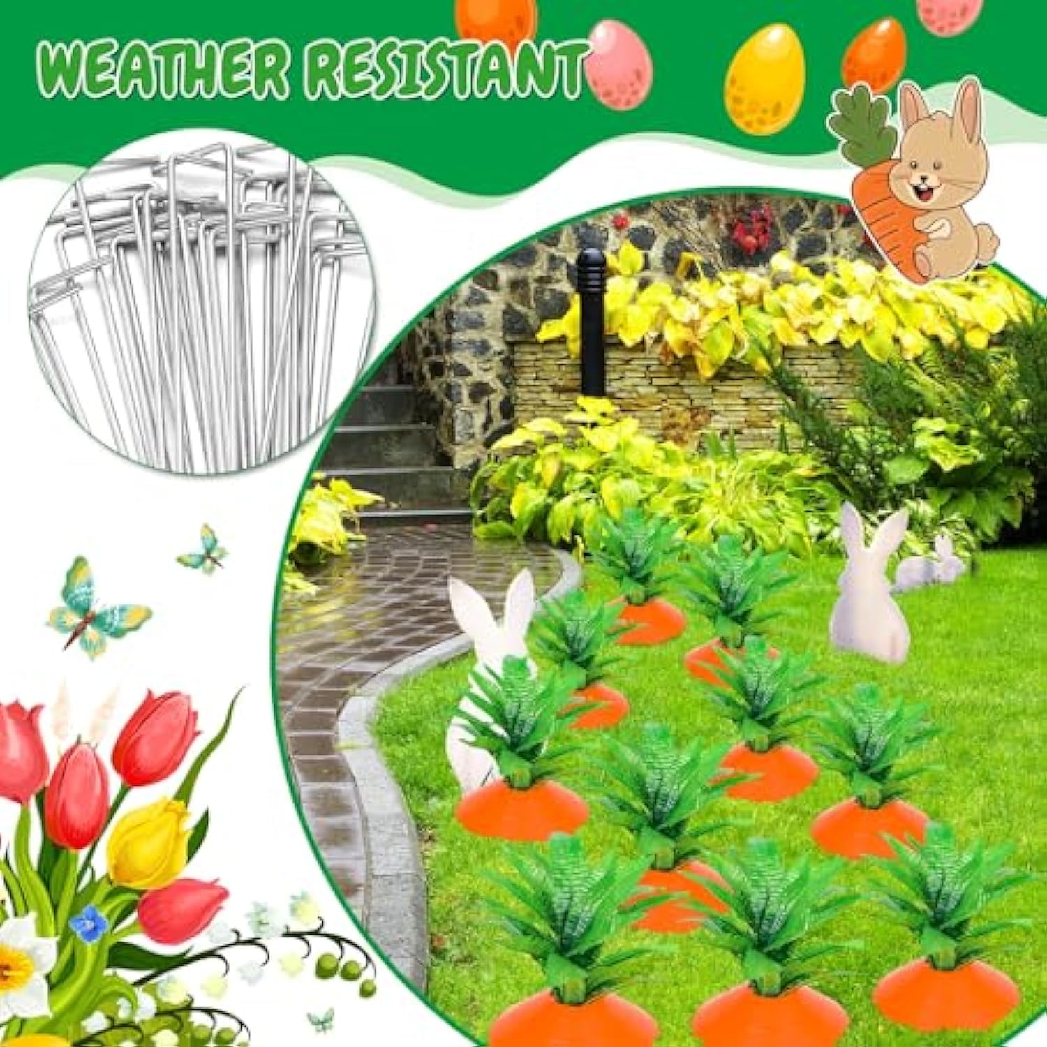 12 Pack Easter Carrot Garden Stake Carrot Decorative, Easter Outdoor ...