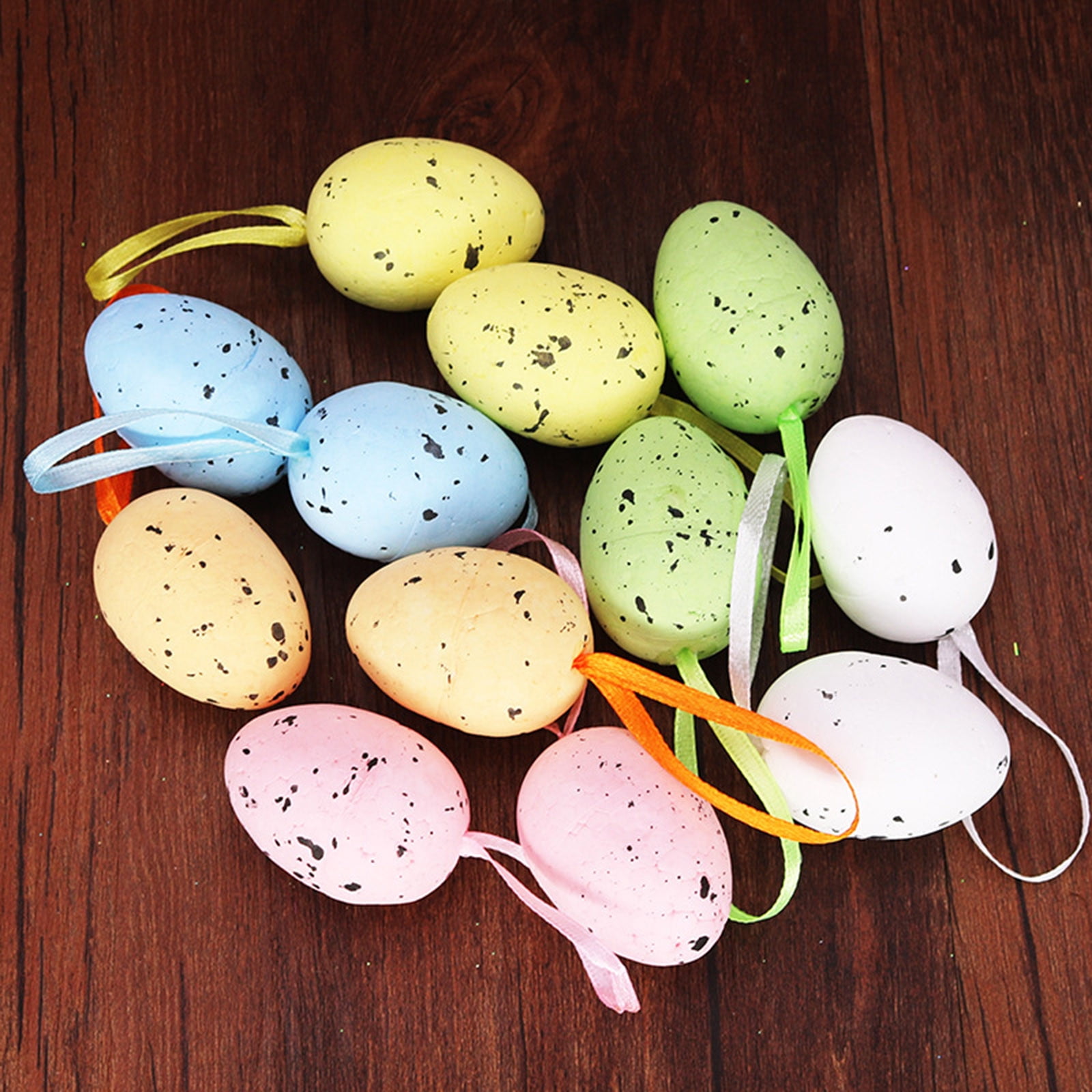 12 Pack Easter Egg Ornament Easter Colorful Egg Printed Bright Easter Eggs Foam Easter Tree ...