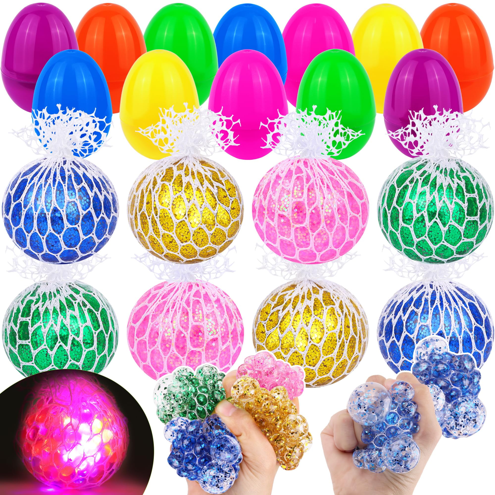 12 Pack Easter Eggs MMF7 Fillers with Light Up Balls Easter Eggs Filled ...