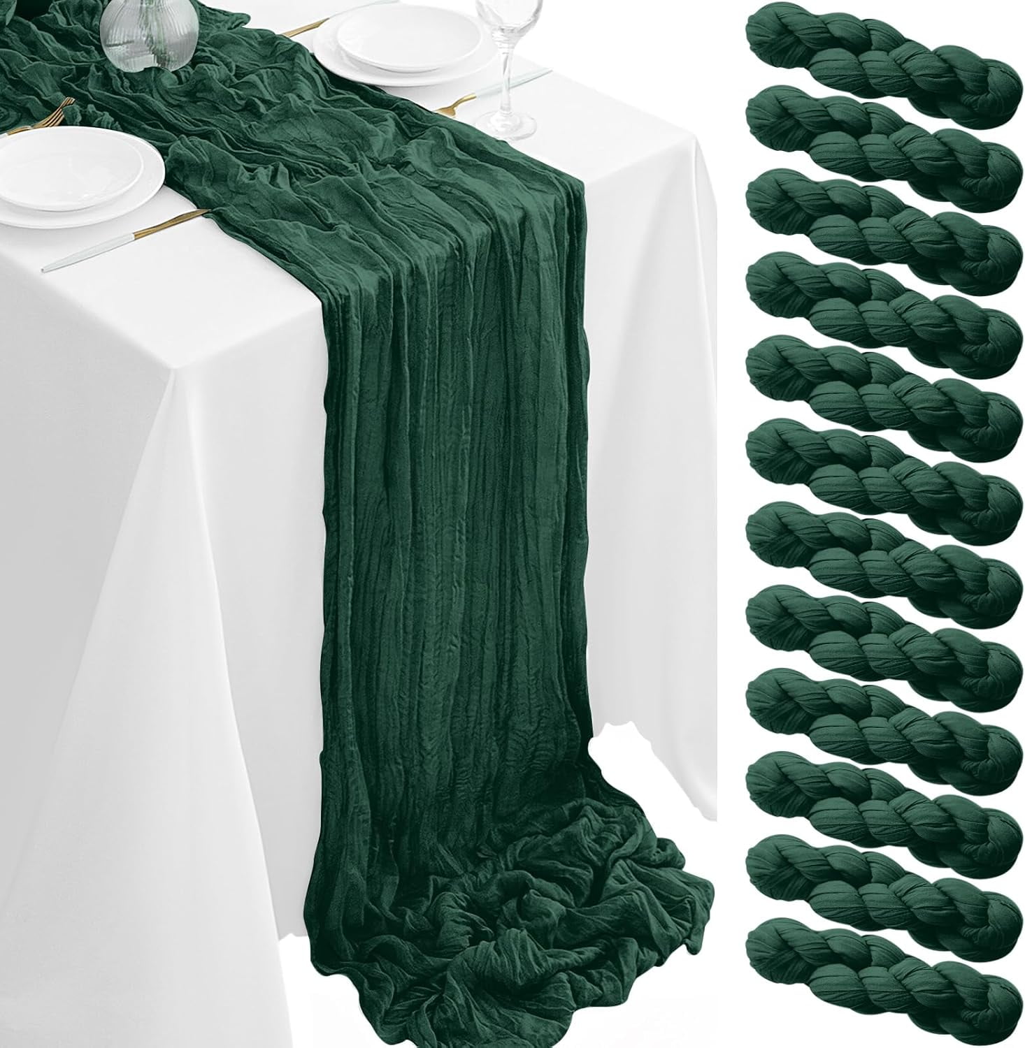 12 Pack Emerald Green Cheesecloth Table Runner 35x120 Inch Spring ...