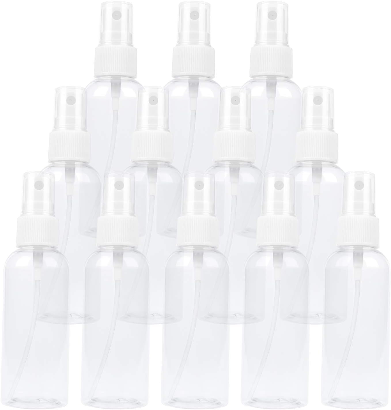 12 Pack Empty Transparent Plastic Fine Mist Spray Bottle 60 ml (2 oz ...