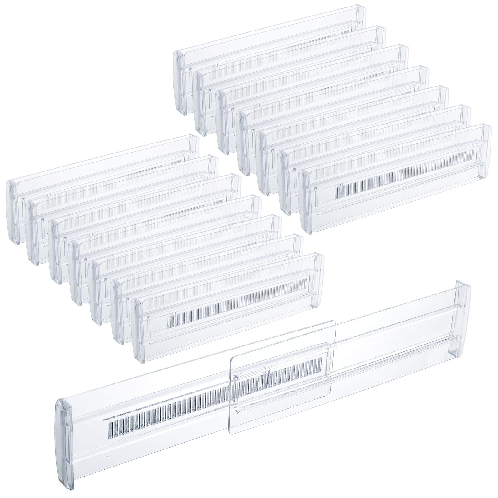12 Pack Expandable Drawer Dividers Plastic 3.14" High Clear Adjustable ...