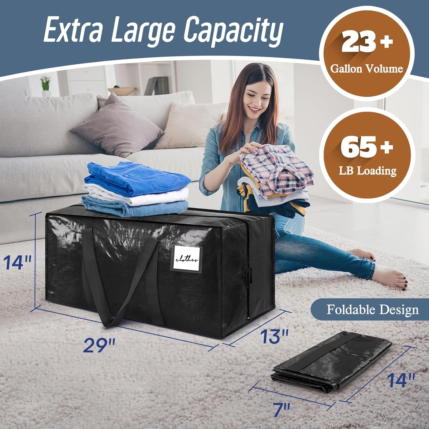 12 Pack Extra Heavy Duty Large Moving Bags with Strong Zipper ...