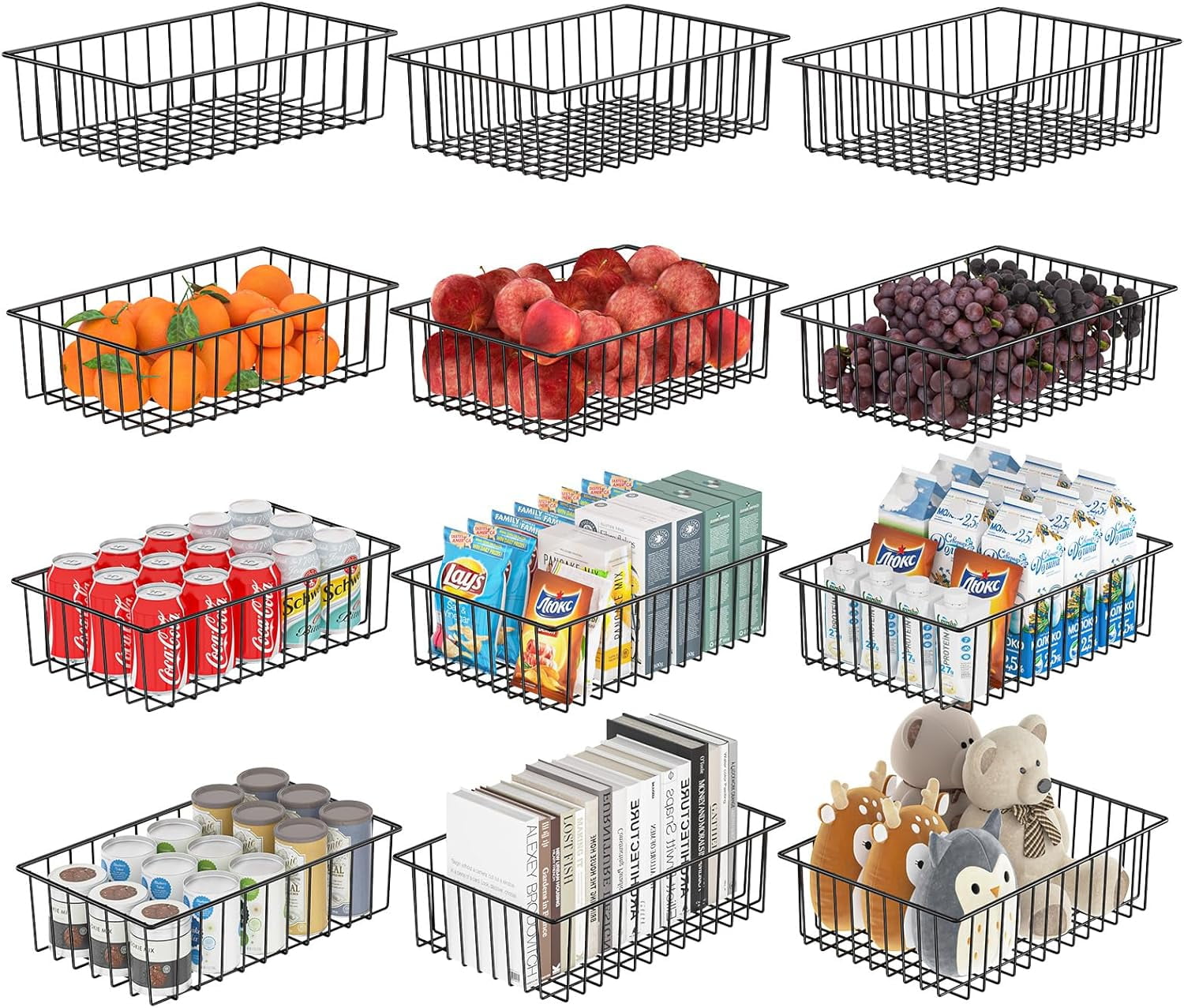 12 Pack Extra Large Wire Storage Baskets for Organizing, Pantry ...