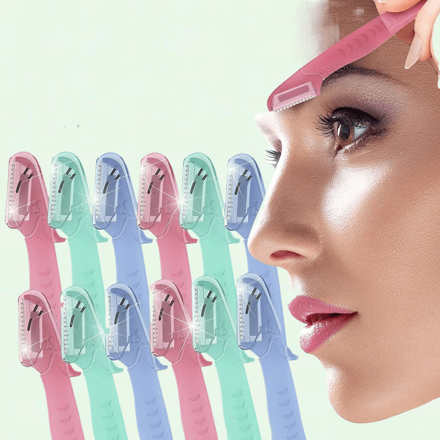 12-Pack Eyebrow Razor Trimmer with Extra Precision - Disposable Facial ...