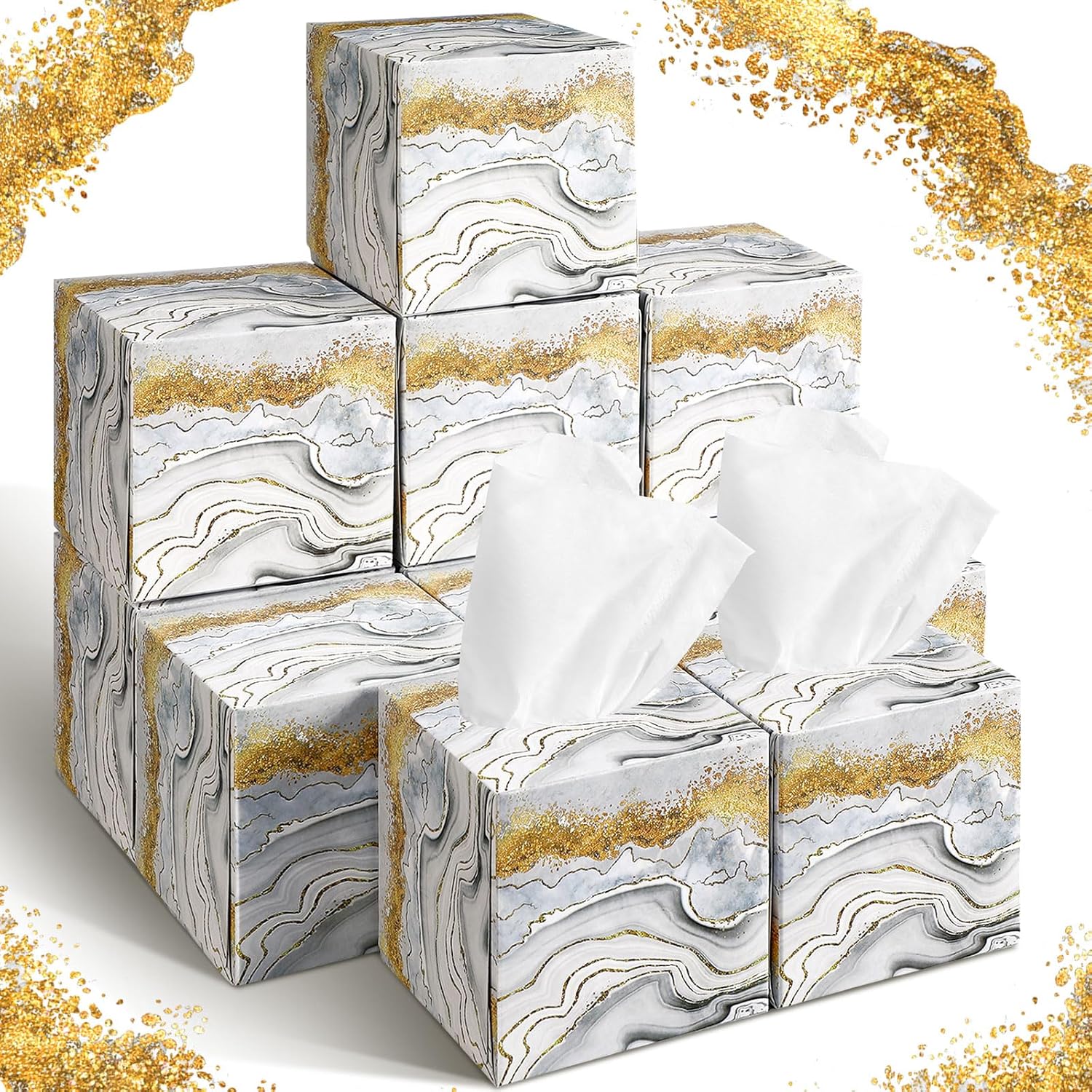 12 Pack Facial Tissues Cube Boxes Face Tissue Box 600 Sheets 3-ply ...