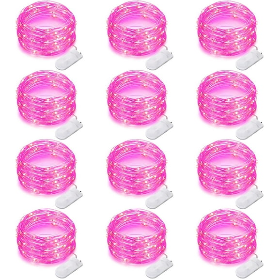 12 Pack Pink Fairy Lights Battery Operated String Light with Timer ...
