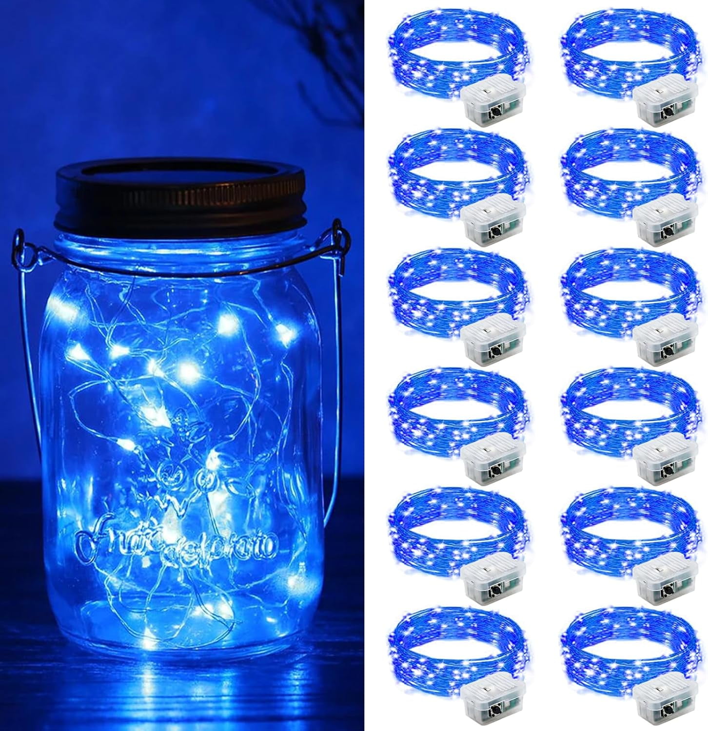 12 Pack Fairy Lights Battery Operated, 7ft 20 Mini LED String Silver ...