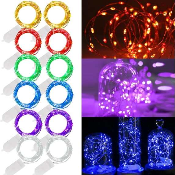 12 Pack Fairy Lights Battery Operated (Included), 7 ft 20 LED Mini ...