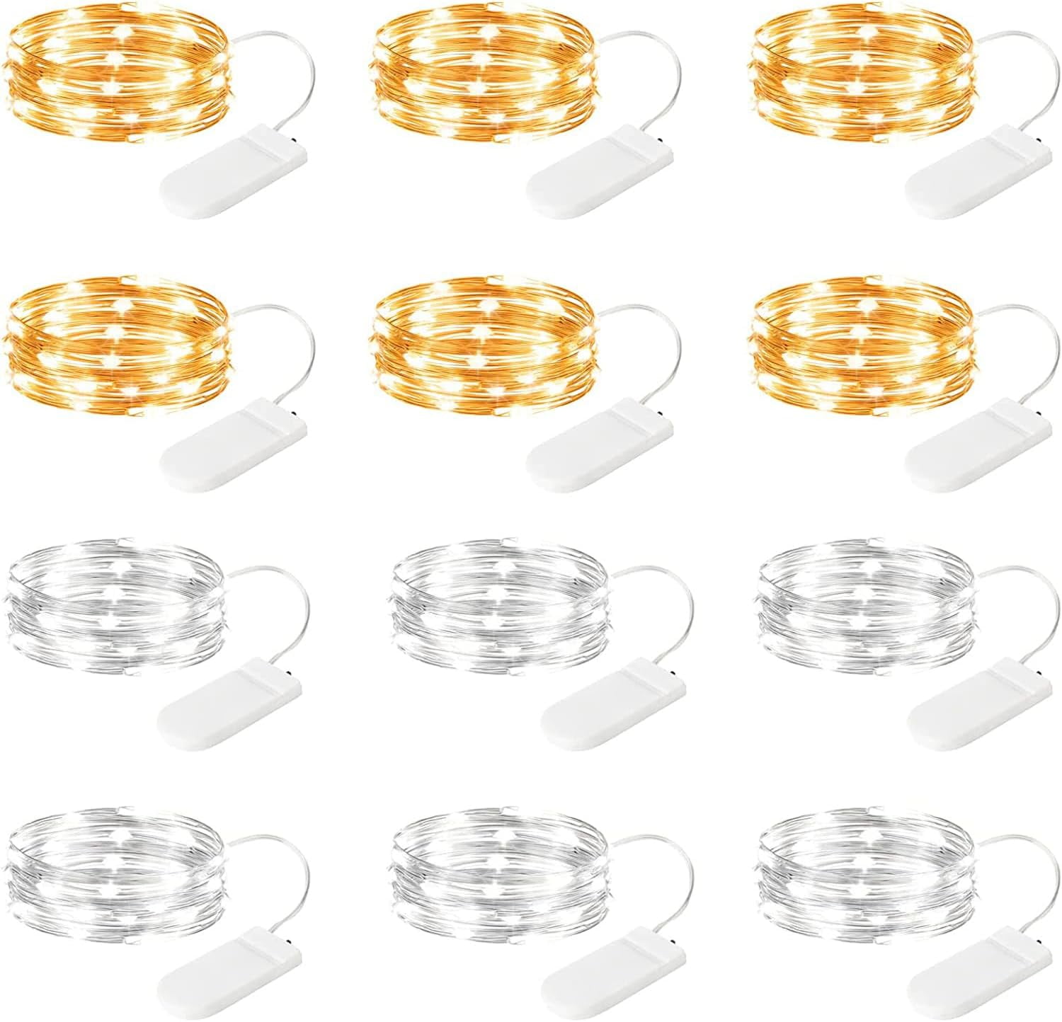 12 Pack Fairy Lights Battery Operated String Lights 6.6ft 20 Led ...