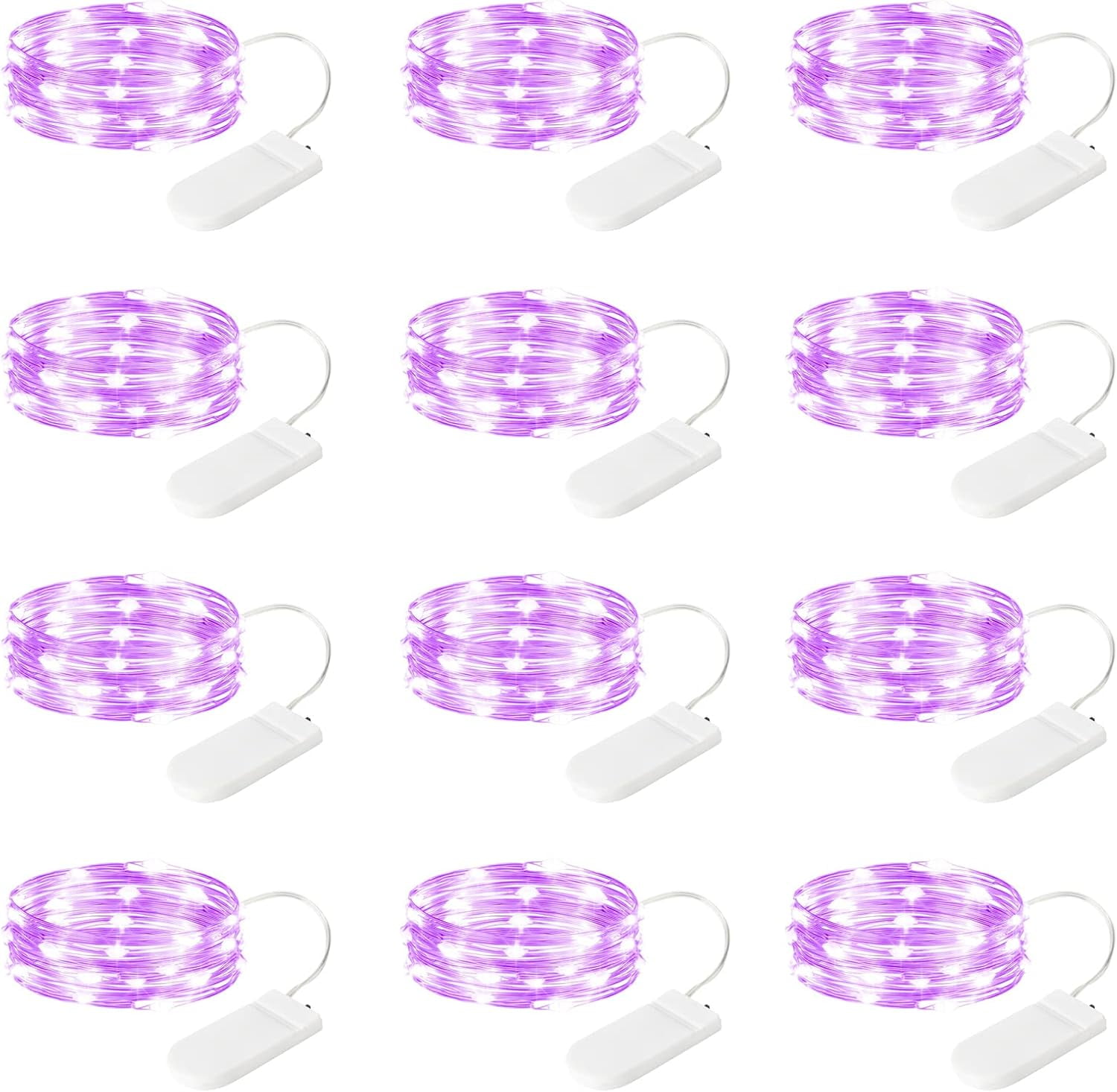 12 Pack Fairy Lights Battery Operated String Lights, 7ft 20 Led Fairy ...