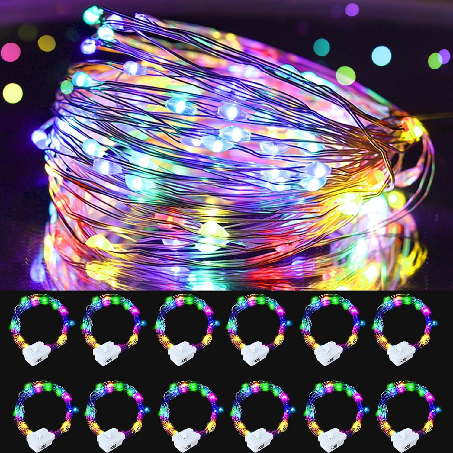 12 Pack Fairy Lights Operated, 7ft 20 Led Mini String Lights Copper ...