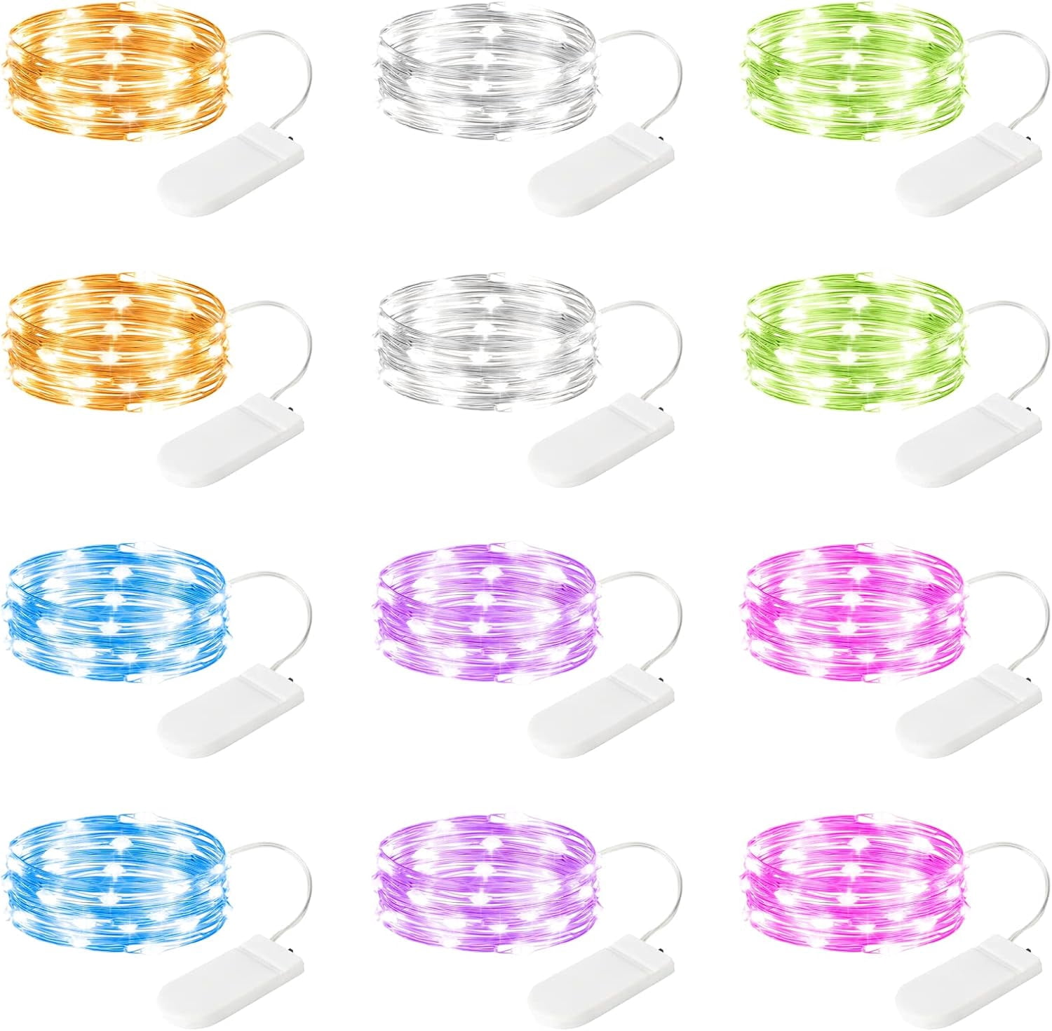 12 Pack Fairy Lights Operated String Lights, 7ft 20 Led Fairy String ...