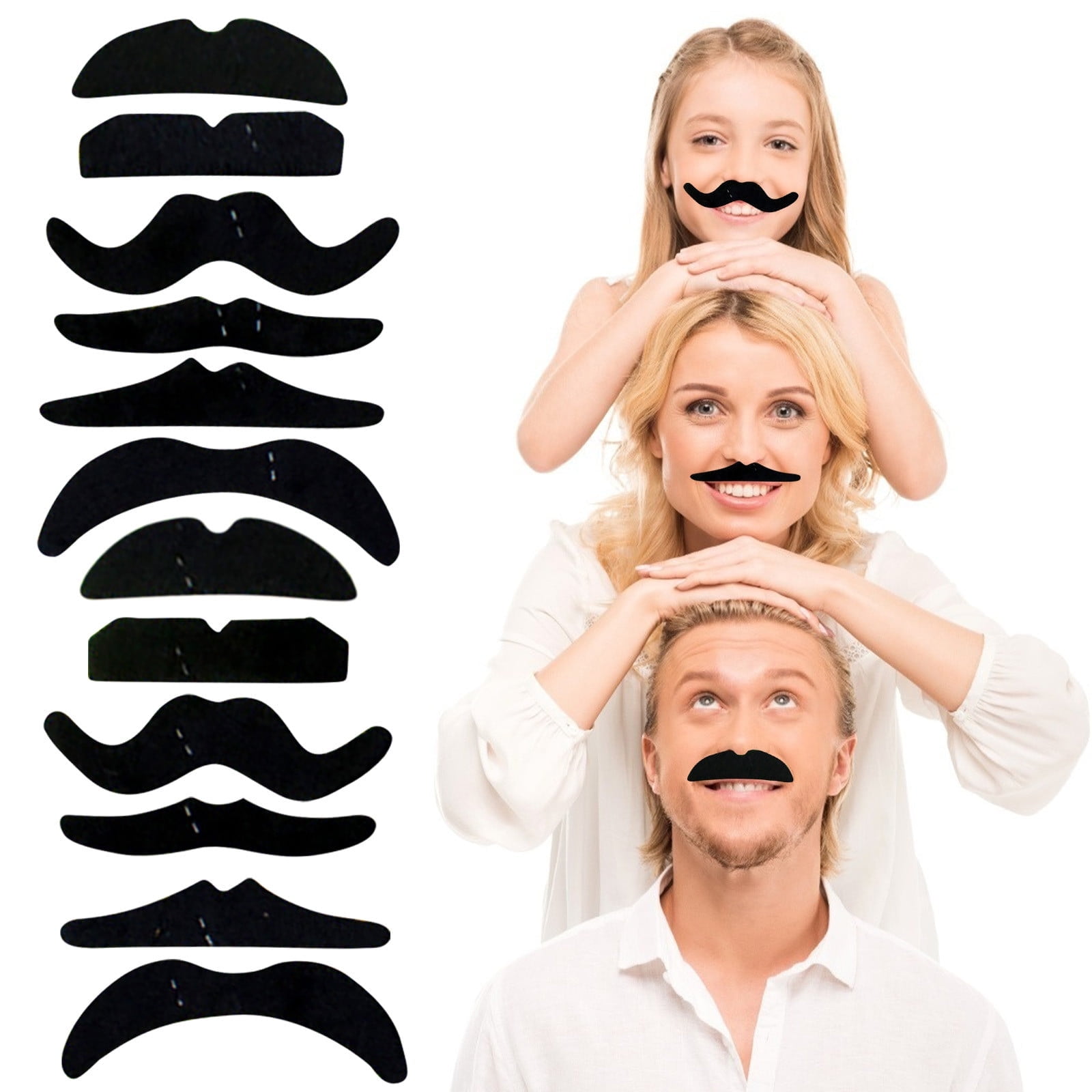 12-Pack Fake Mustaches for Costume & Party - Realistic Gag Gifts ...