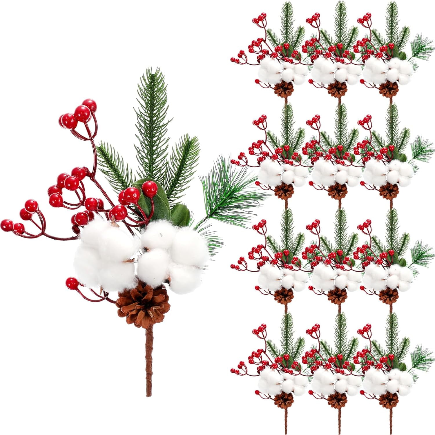 12 Pack Fall Stems Artificial Berry Picks Fall Picks with Maple Leaves ...