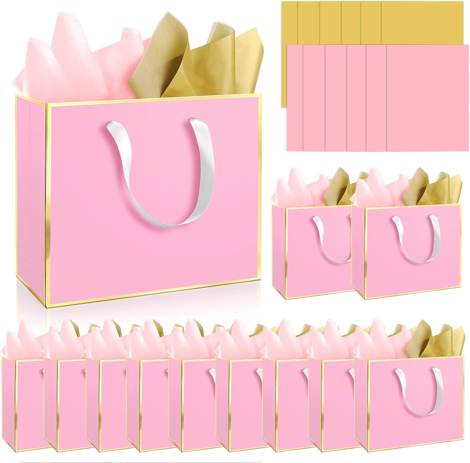 12 Pack Fancy Bags with Handles and 24 Tissue Paper, Medium Size11.8 ...