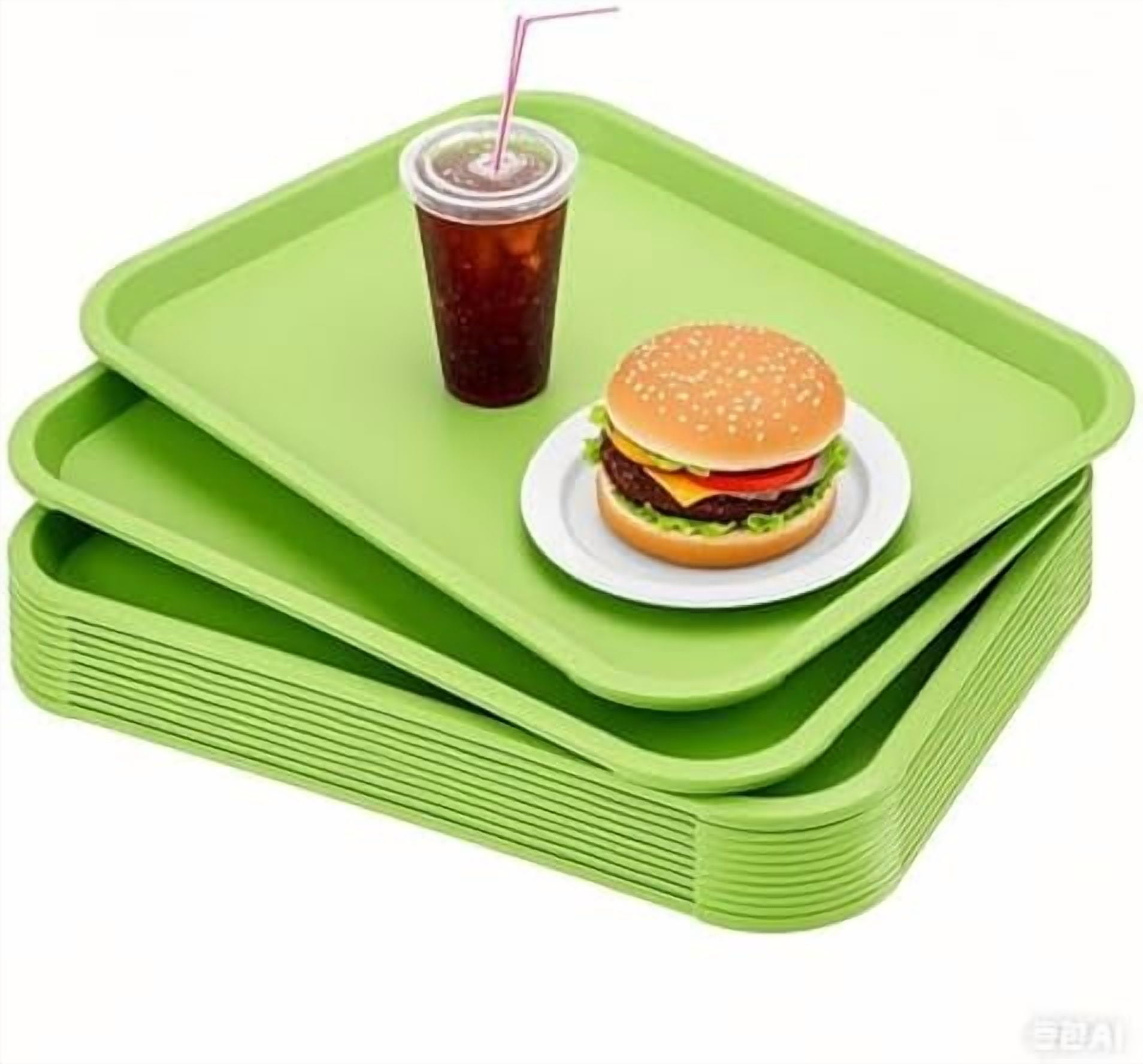 12 Pack Fast Food Serving Tray, 10 x 14 Inch Rectangle Plastic Tray ...