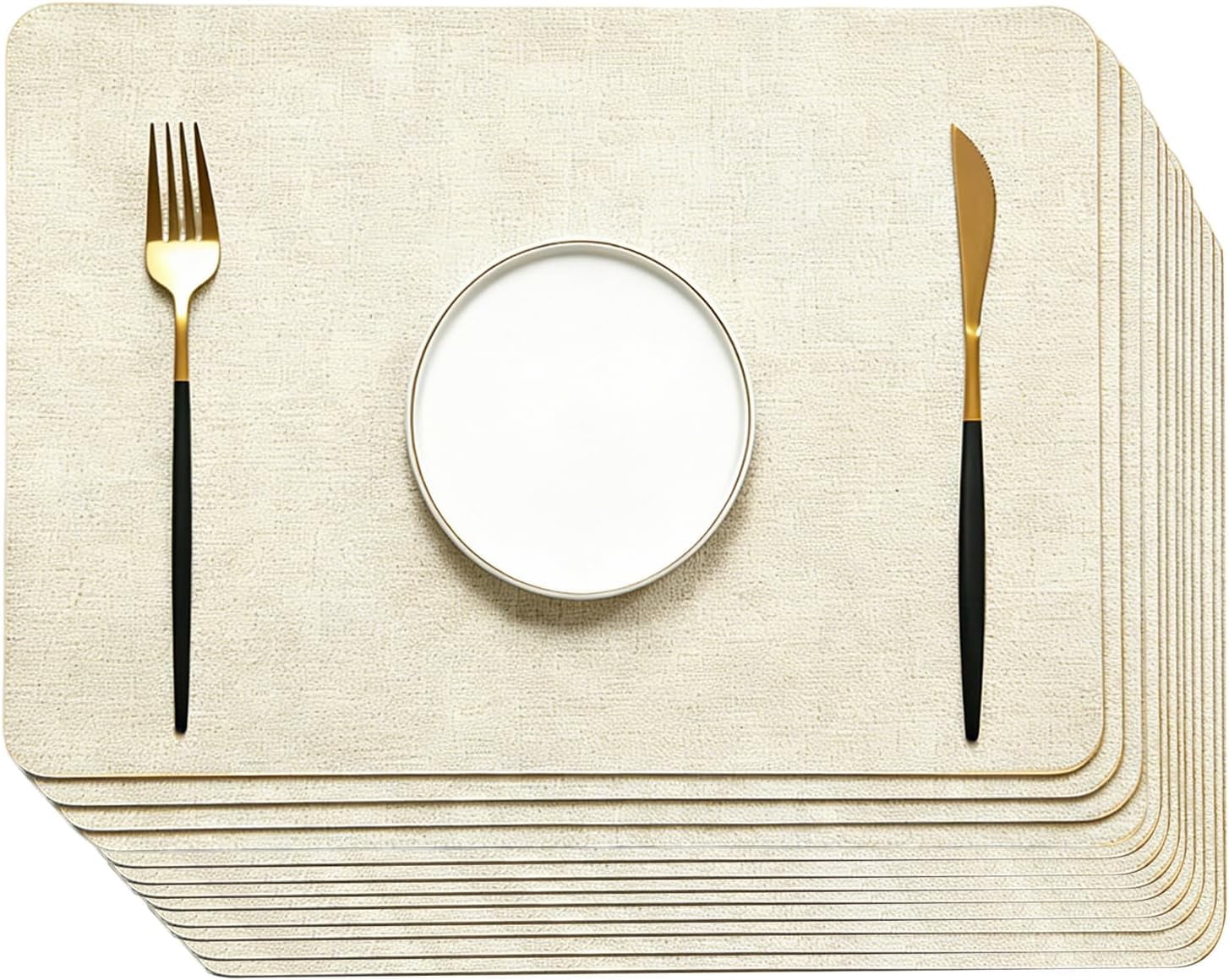 12-Pack Faux Leather Placemats Set – 16.9x11.8 Inch Waterproof, Heat ...