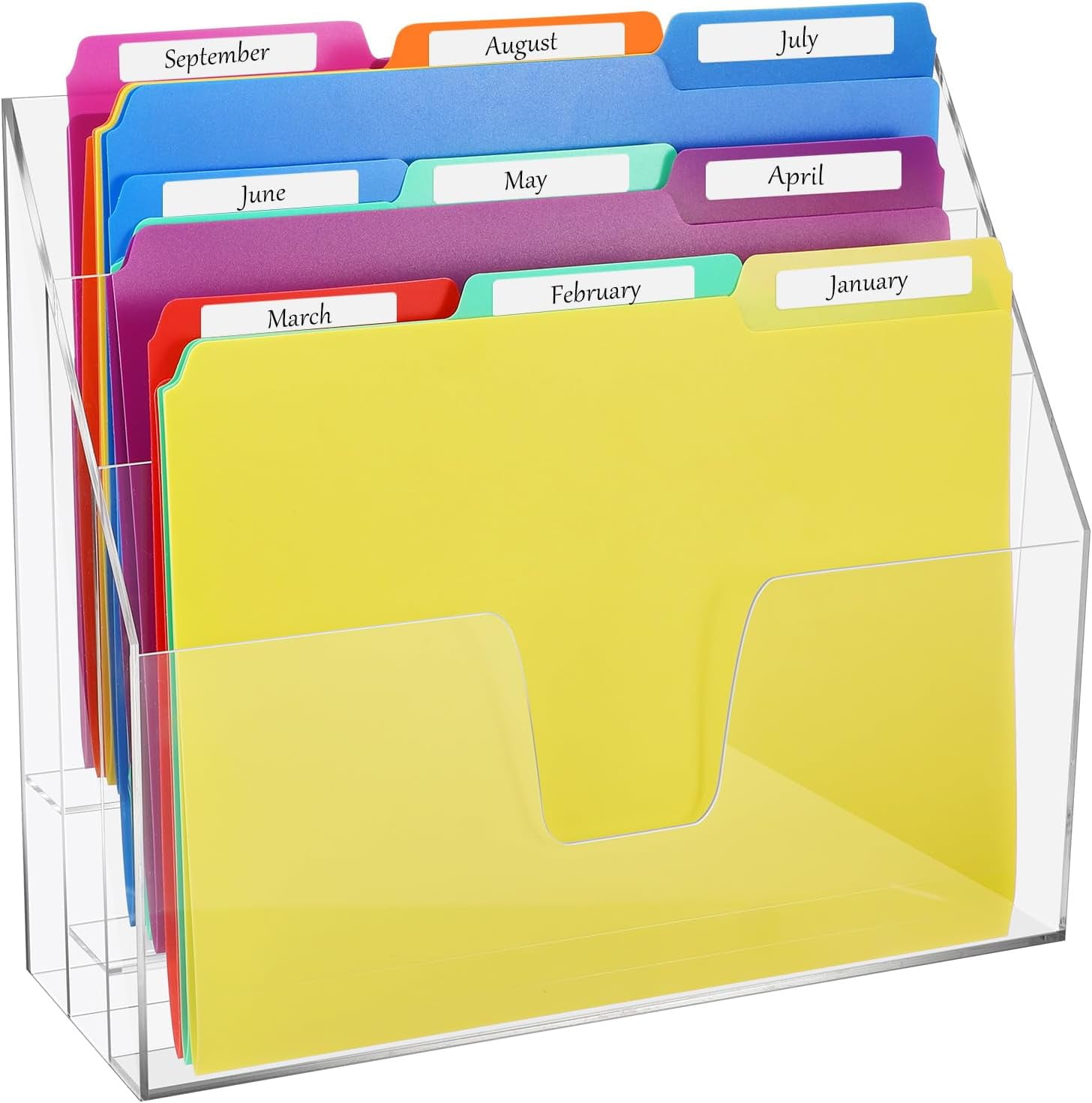 12 Pack File Folders with Acrylic Vertical Holder Organizer, 1/3 Cut ...