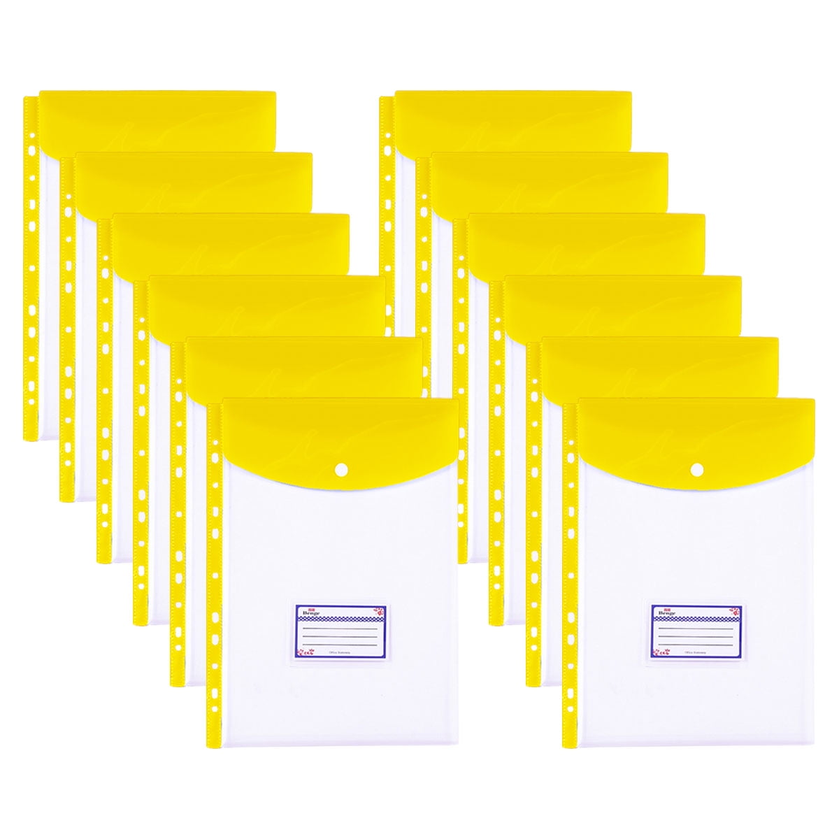 12 Pack File Pouch for Business Cards & Documents Transparent Button ...