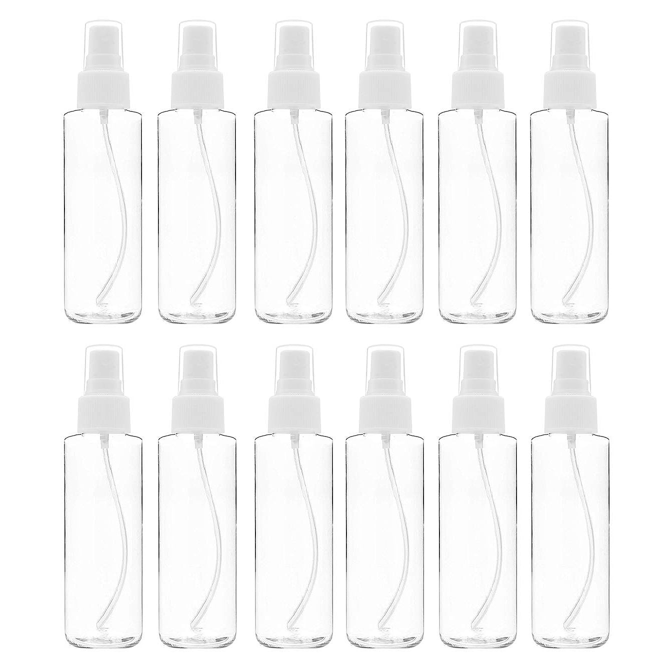 12 Pack Fine Mist Clear Bottles 120 Ml (4 Oz) with Pump Cap, Reusable ...