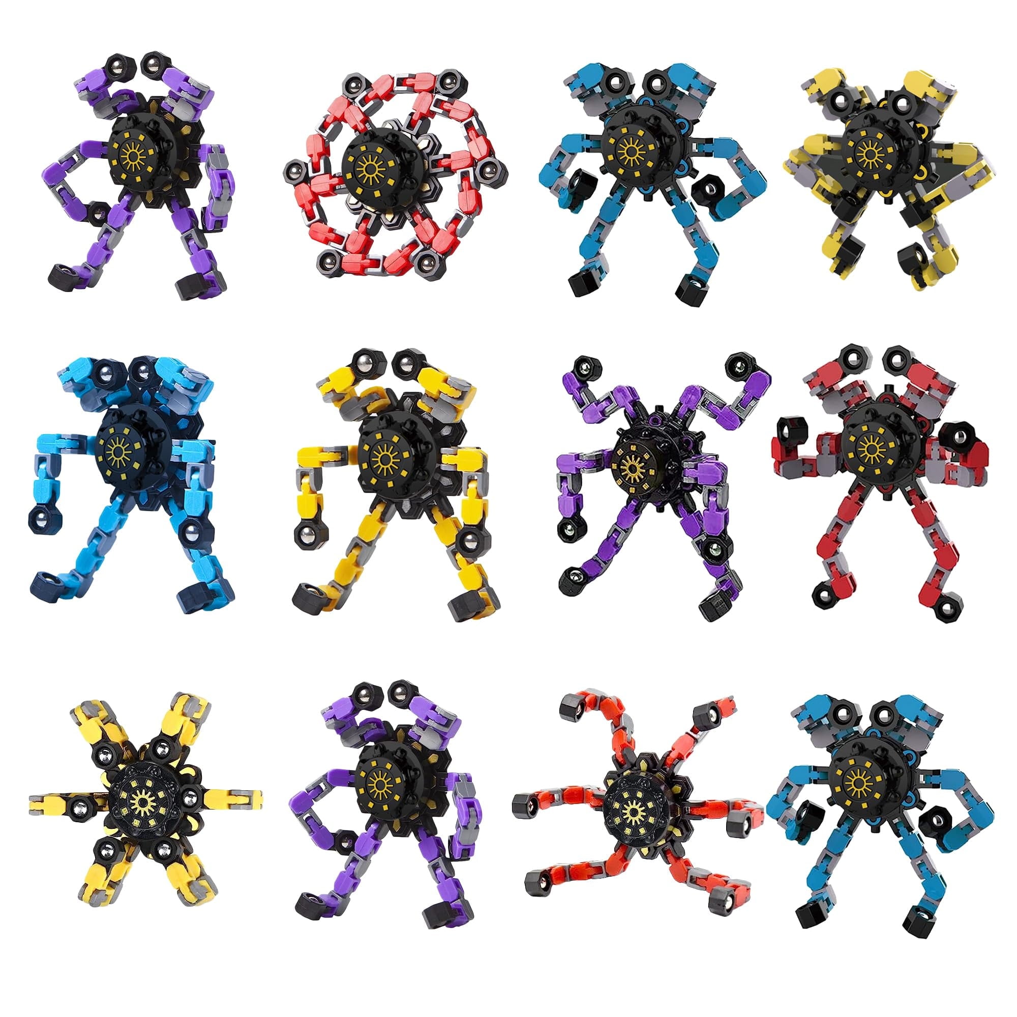 12 Pack Finger Robot Transformable Spinners for Kids Adults,Creative ...