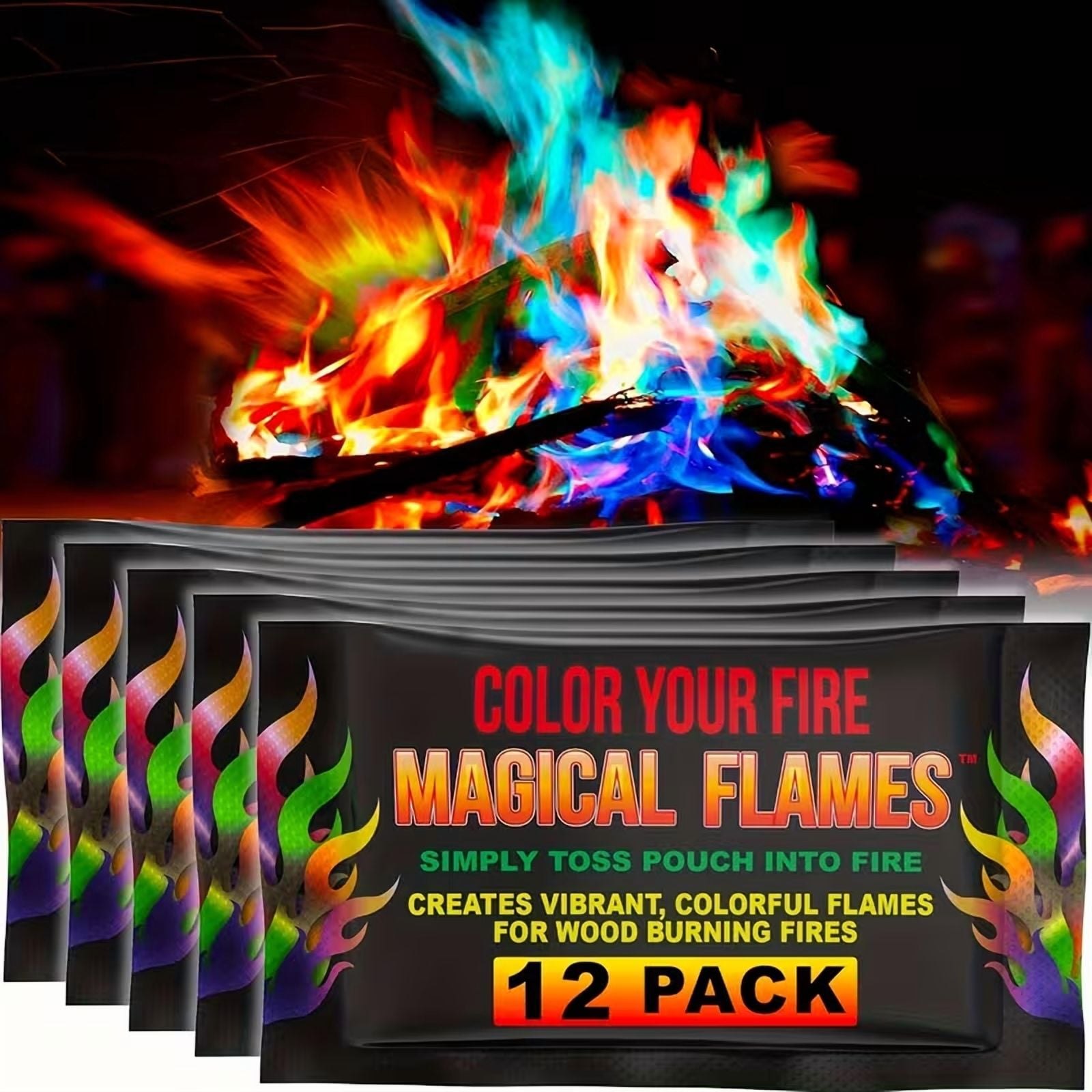 12 Pack Fire Color Changing Magic Flames packets - Vibrant Multicolor ...