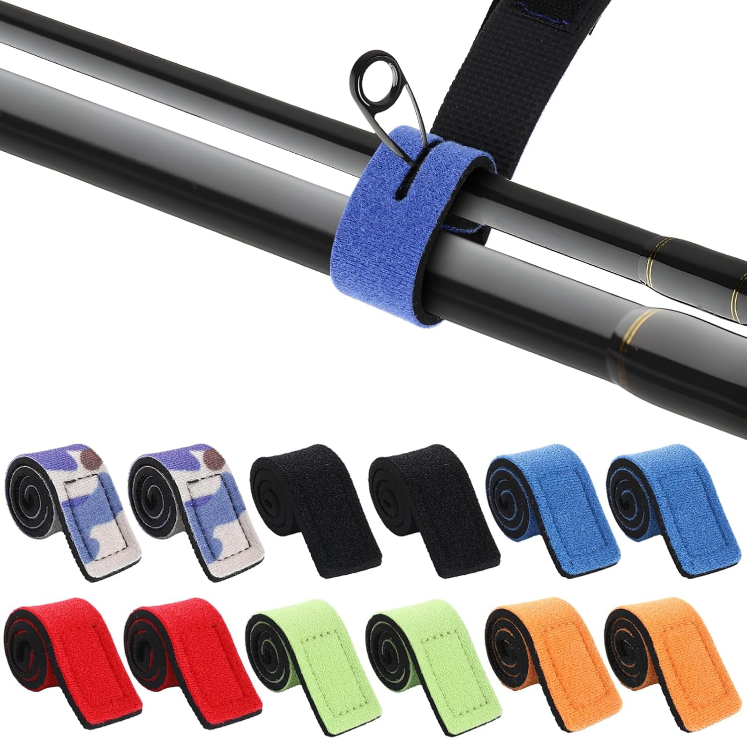 12 Pack Fishing Rod Straps Fishing Pole Ties Wraps Rod Straps Fishing ...