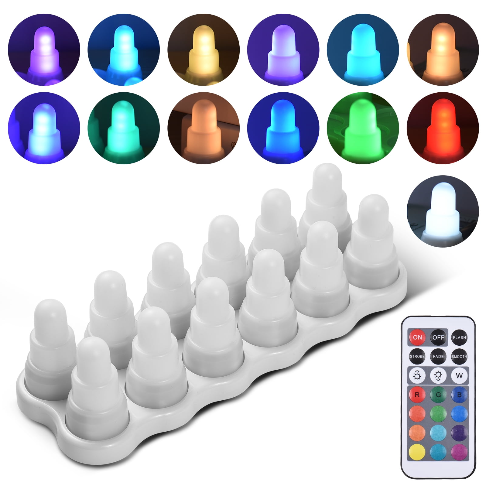 12 Pack Flameless Candles with Remote 13 Colors 7 Brightness 4 Modes ...