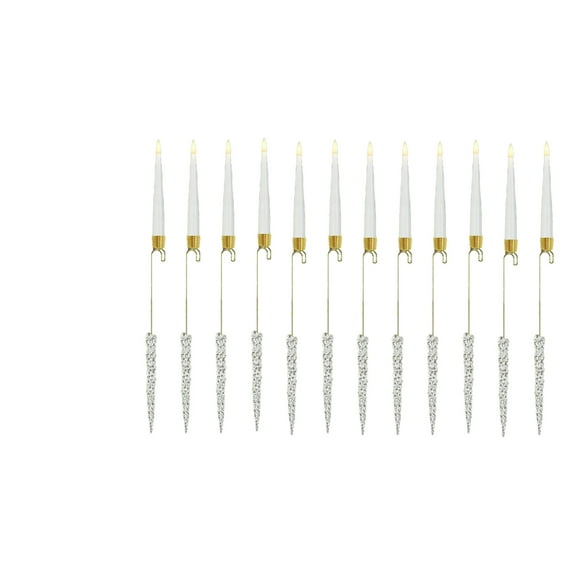 12 Pack Flameless Icicle Taper Candles For Christmas Tree Decorations ...