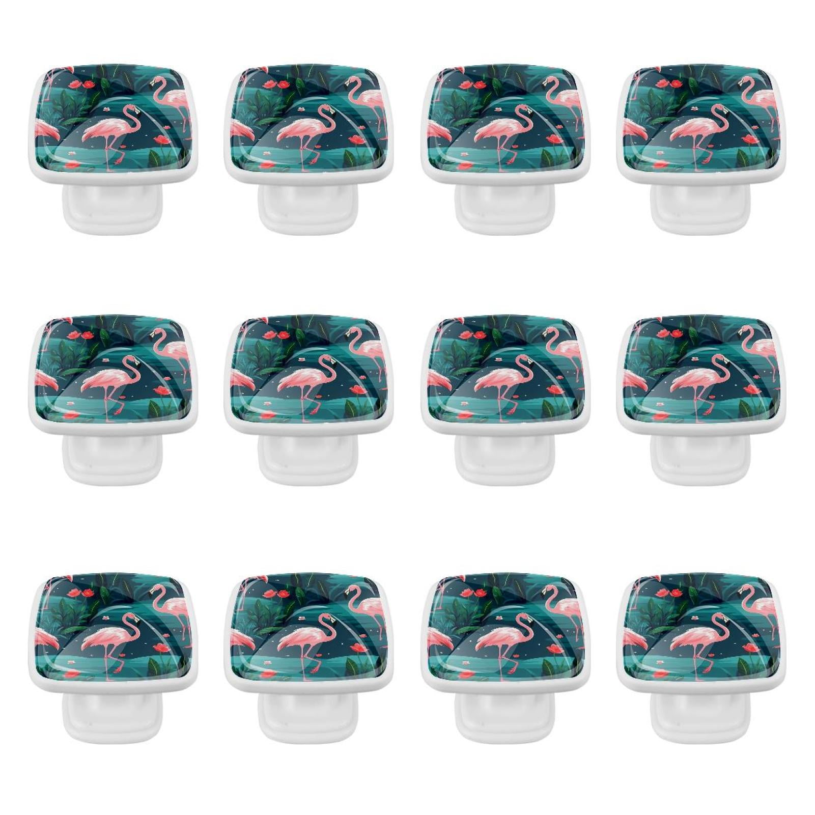 12 Pack Flamingo Rainforest Square Cabinet Knobs Kitchen Cabinet Pulls Cupboard Handles Wardrobe ...