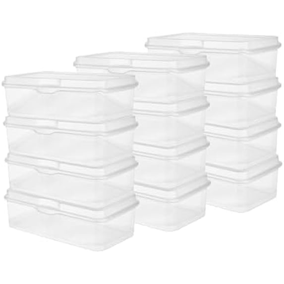 12-Pack FlipTop Stackable Rectangular Storage Bin with Hinging Lid ...