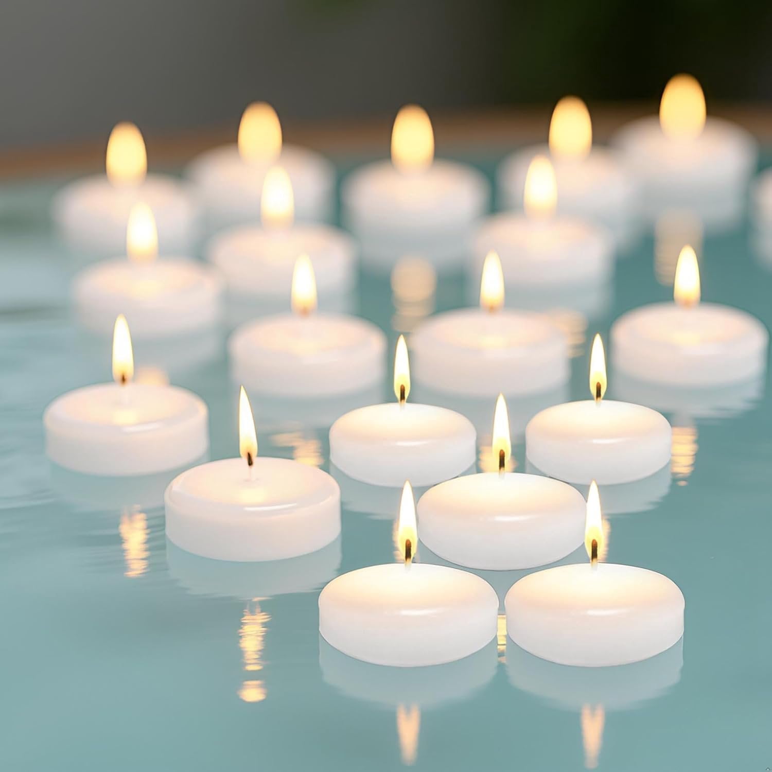 12 Pack Floating Candles: White 2 Inch Round Unscented Floating Candles ...