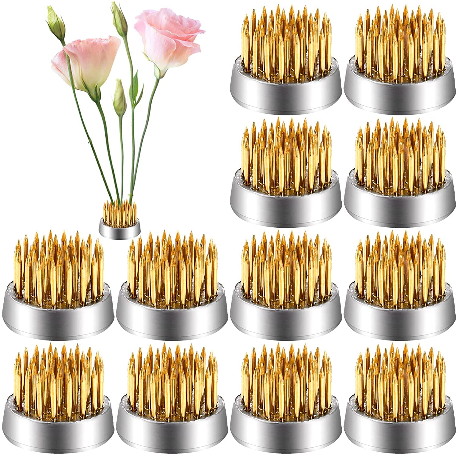 12 Pack Flower Frog Holder, Kenzans Round Flower Arranger Mini Frog ...